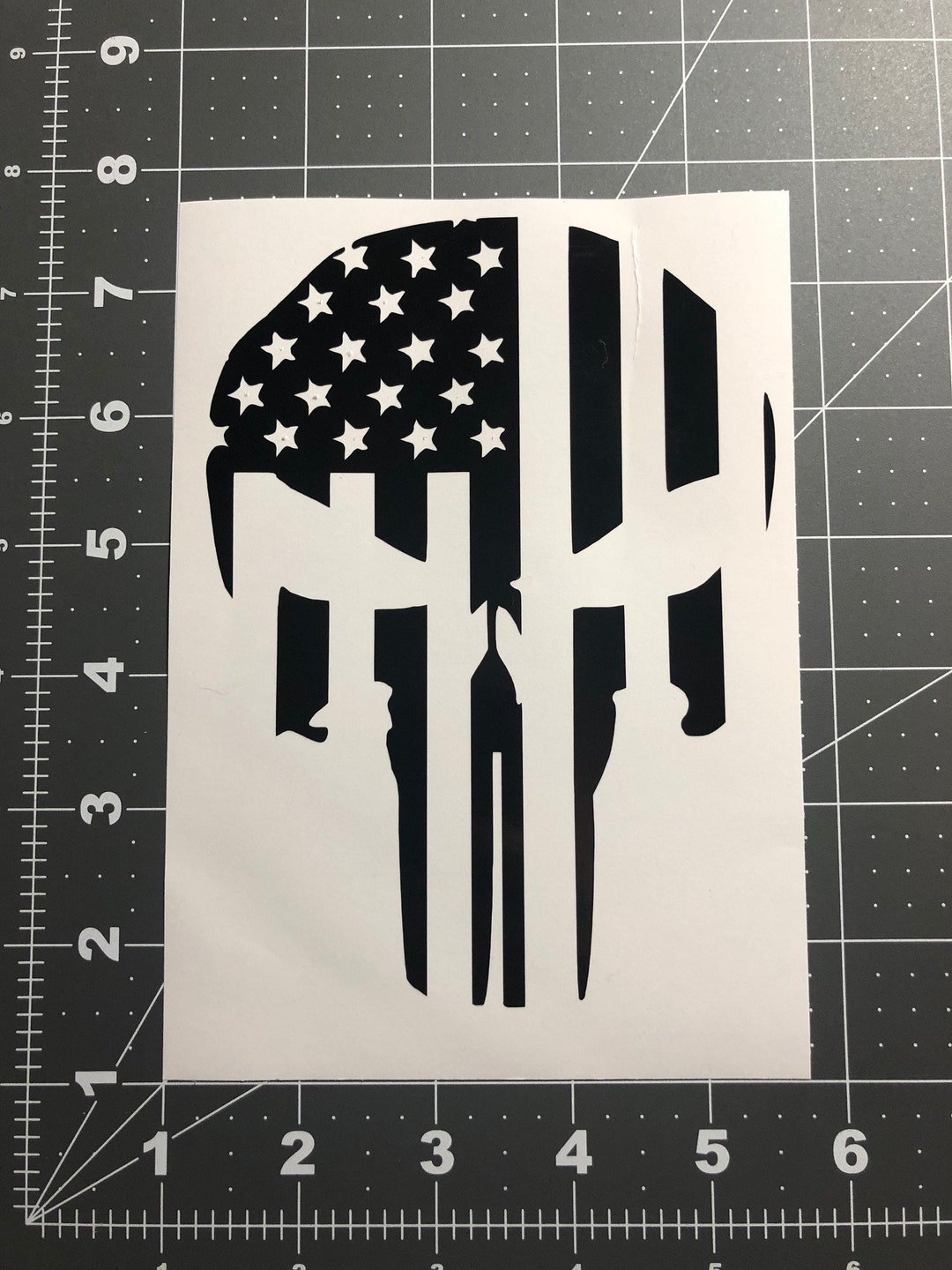 American Flag Punisher Skull Permanent Vinyl Decal / Sticker (multiple ...