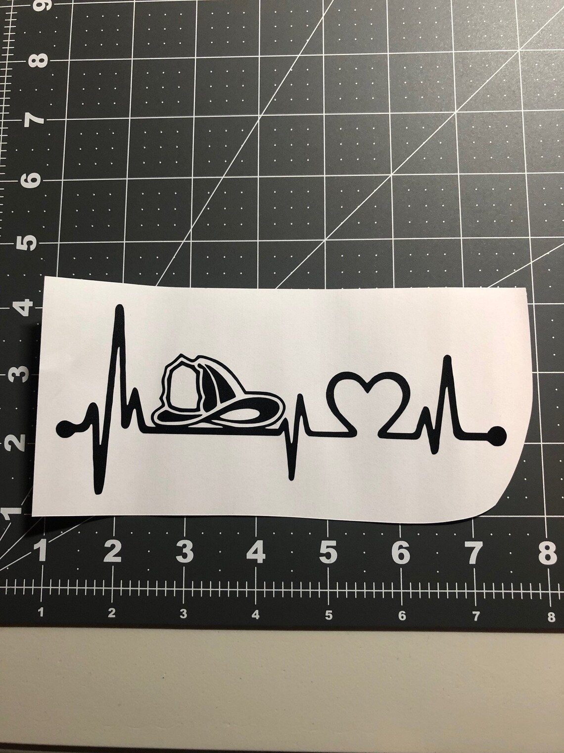 Firefighter Helmet Heartbeat Permanent Vinyl Decal / Sticker (multiple ...