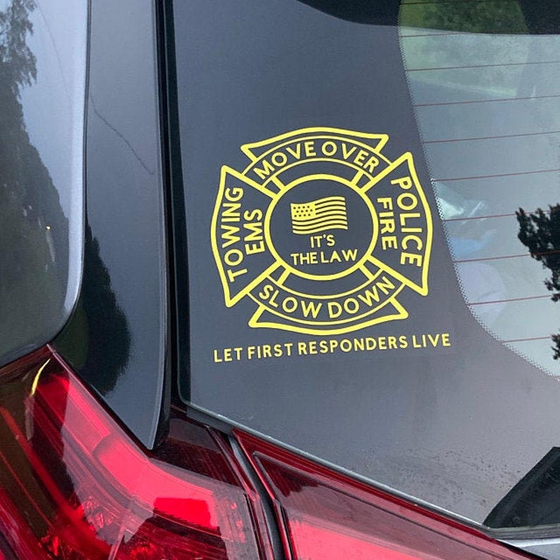 Move Over, Slow Down It's the Law Decal (firefighter, EMS, Towing ...