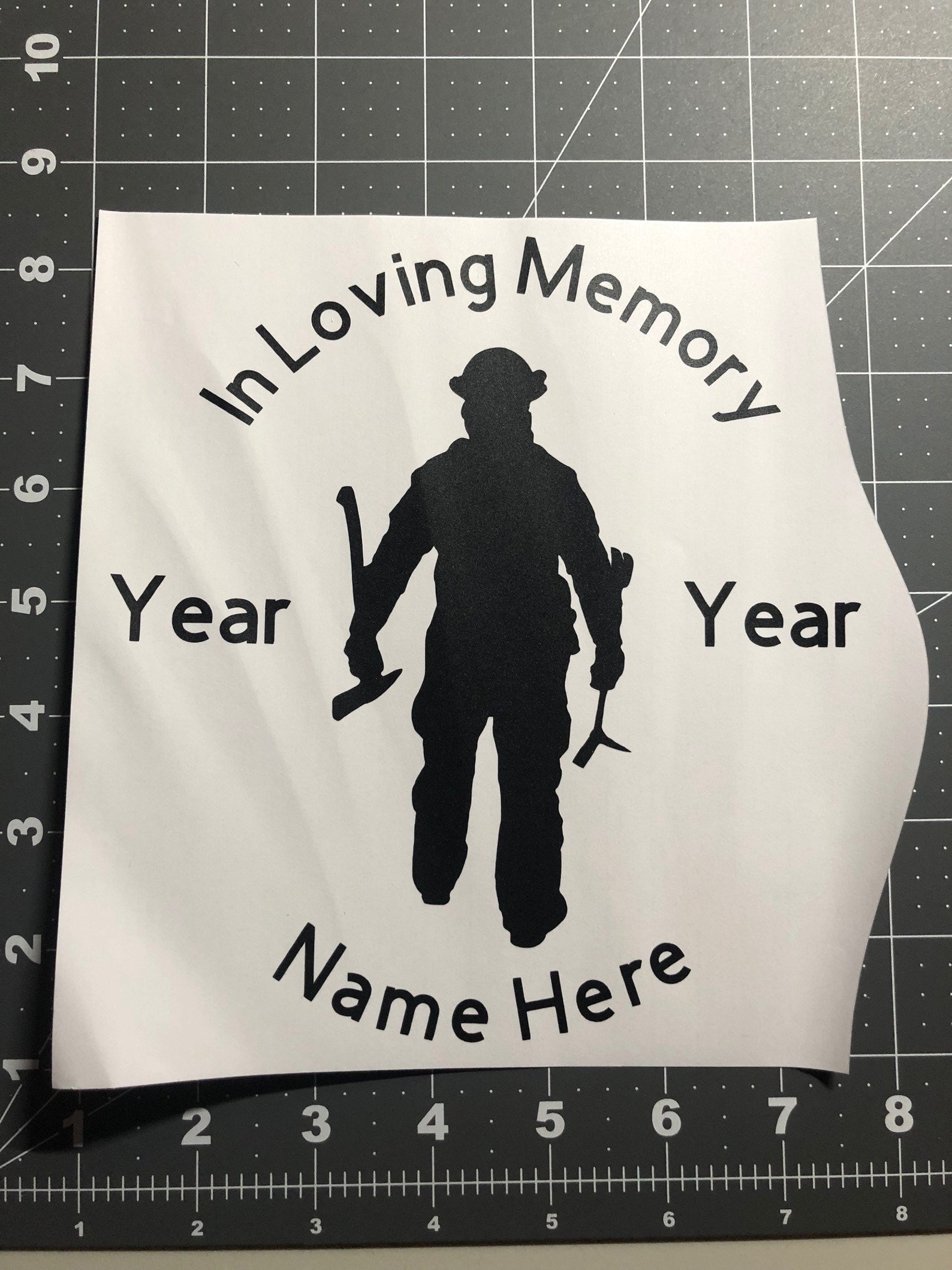Firefighter "in Loving Memory", Customized Permanent Vinyl Decal ...