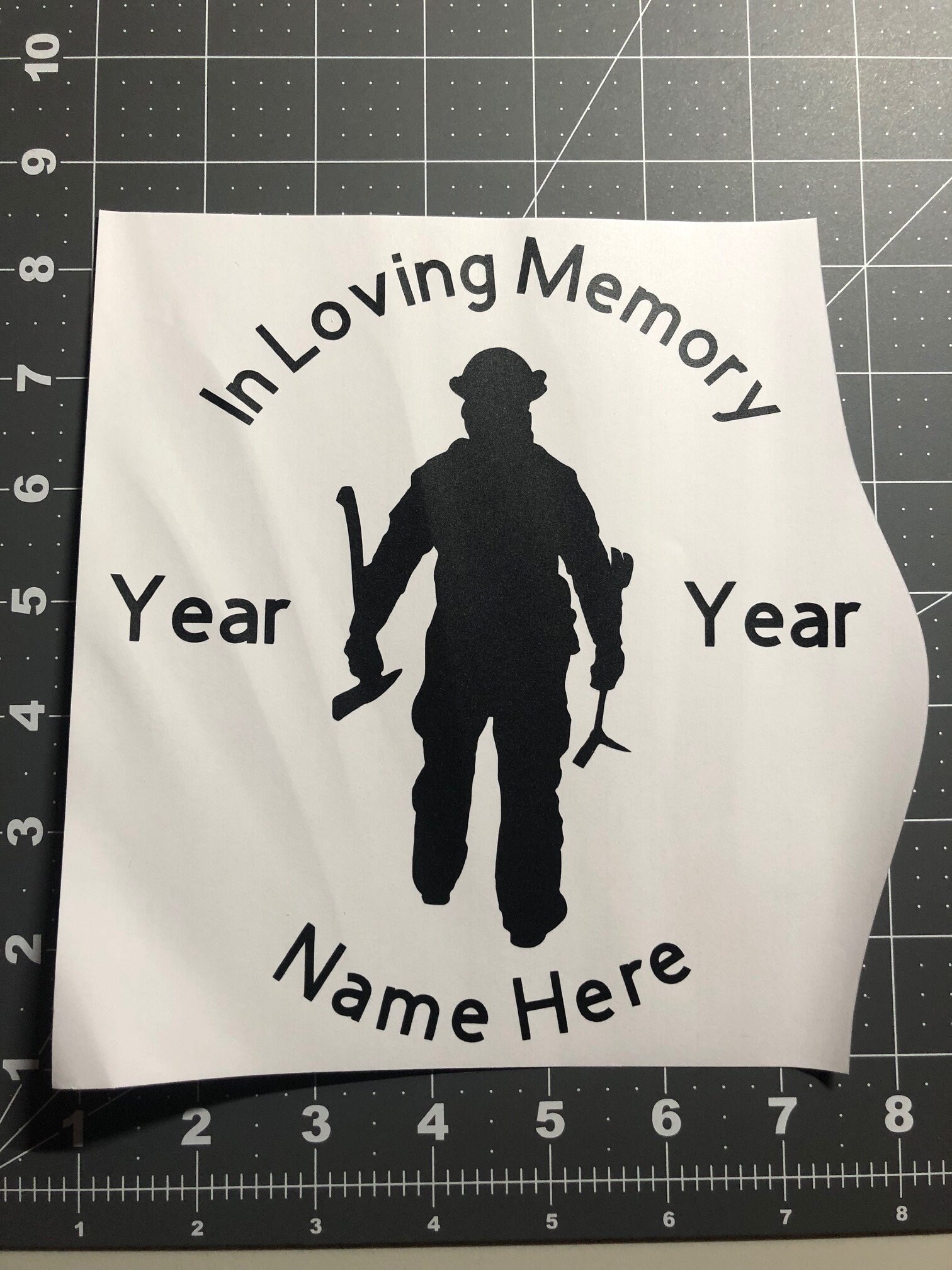 Firefighter "in Loving Memory", Customized Permanent Vinyl Decal ...
