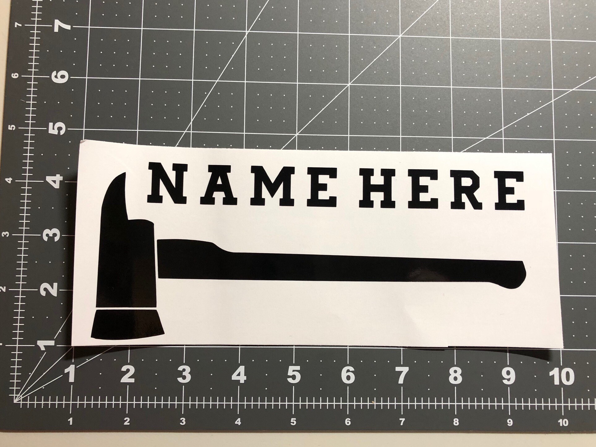 Firefighter Axe Custom Name Permanent Vinyl Decal / Sticker (multiple ...