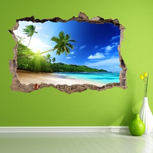 Tropical Island Beach Sunset Wall Decal Sticker Mural Poster Print Art ...