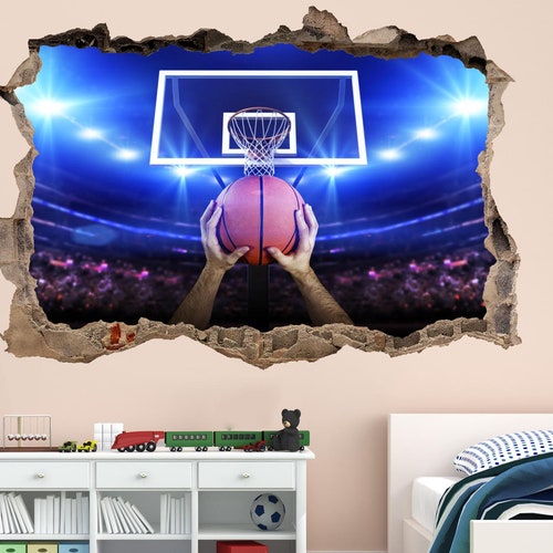 Basketball Smashed 3D Wall Decal Sports Vinyl Decor Sticker - Etsy