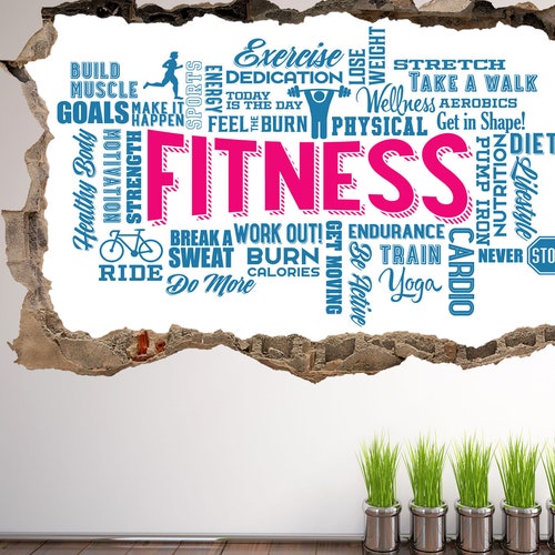 Word Cloud Fitness Exercise Gym Wall Decal Sticker Mural - Etsy