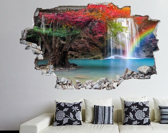 Waterfall Forest Wall Decal Sticker Mural Poster Print Art | Etsy