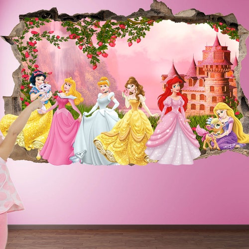 Princess Characters Prince Castle Rainbow Wall Sticker Mural - Etsy