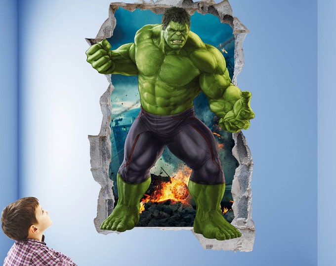 Hulk Wall Decal Superhero Boy Room Sticker Hulk Full Color Decor Super ...