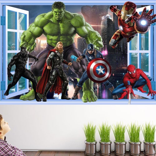 Superheroes Avengers Characters Wall Sticker Art Poster Mural - Etsy