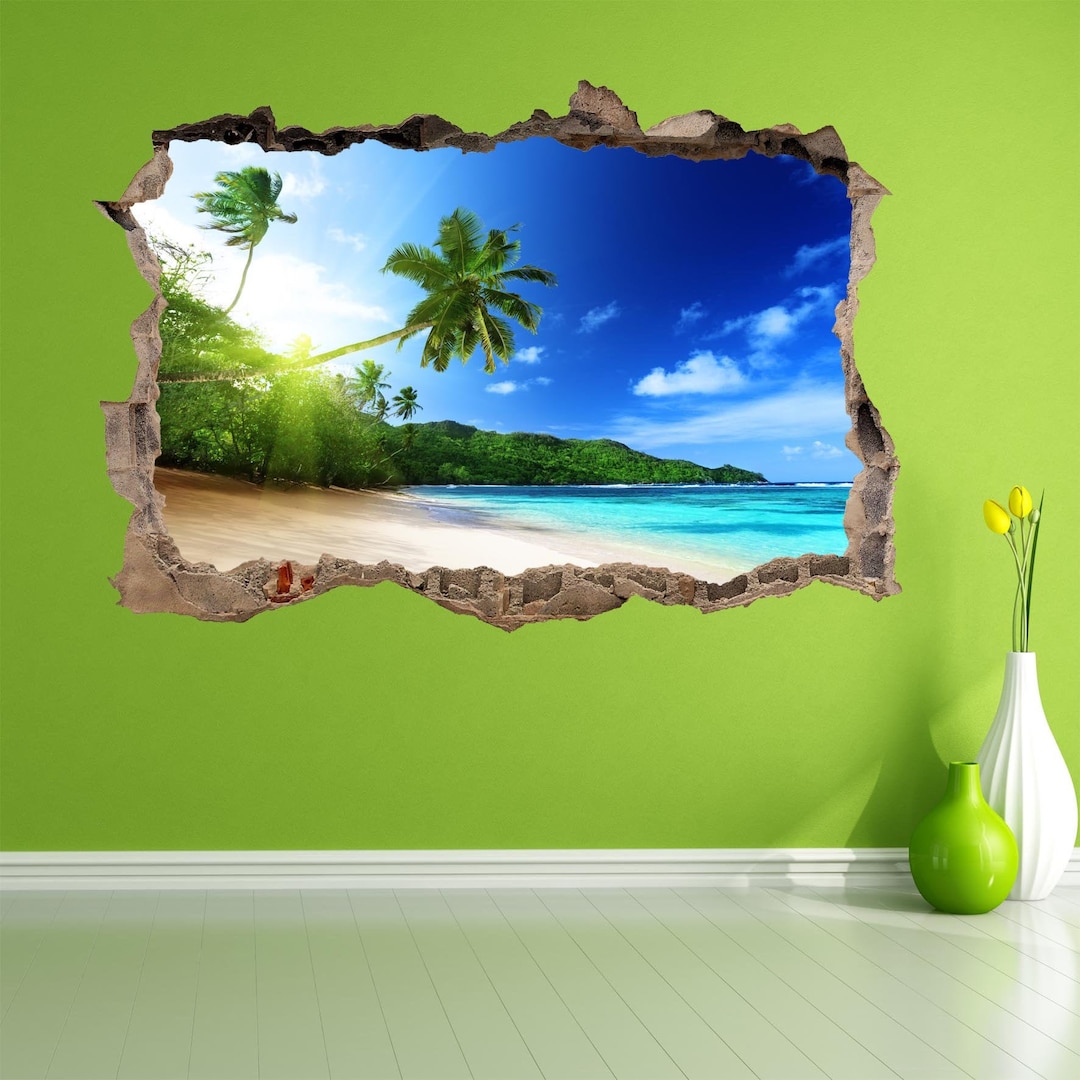 Tropical Island Beach Sunset Wall Decal Sticker Mural Poster Print Art ...