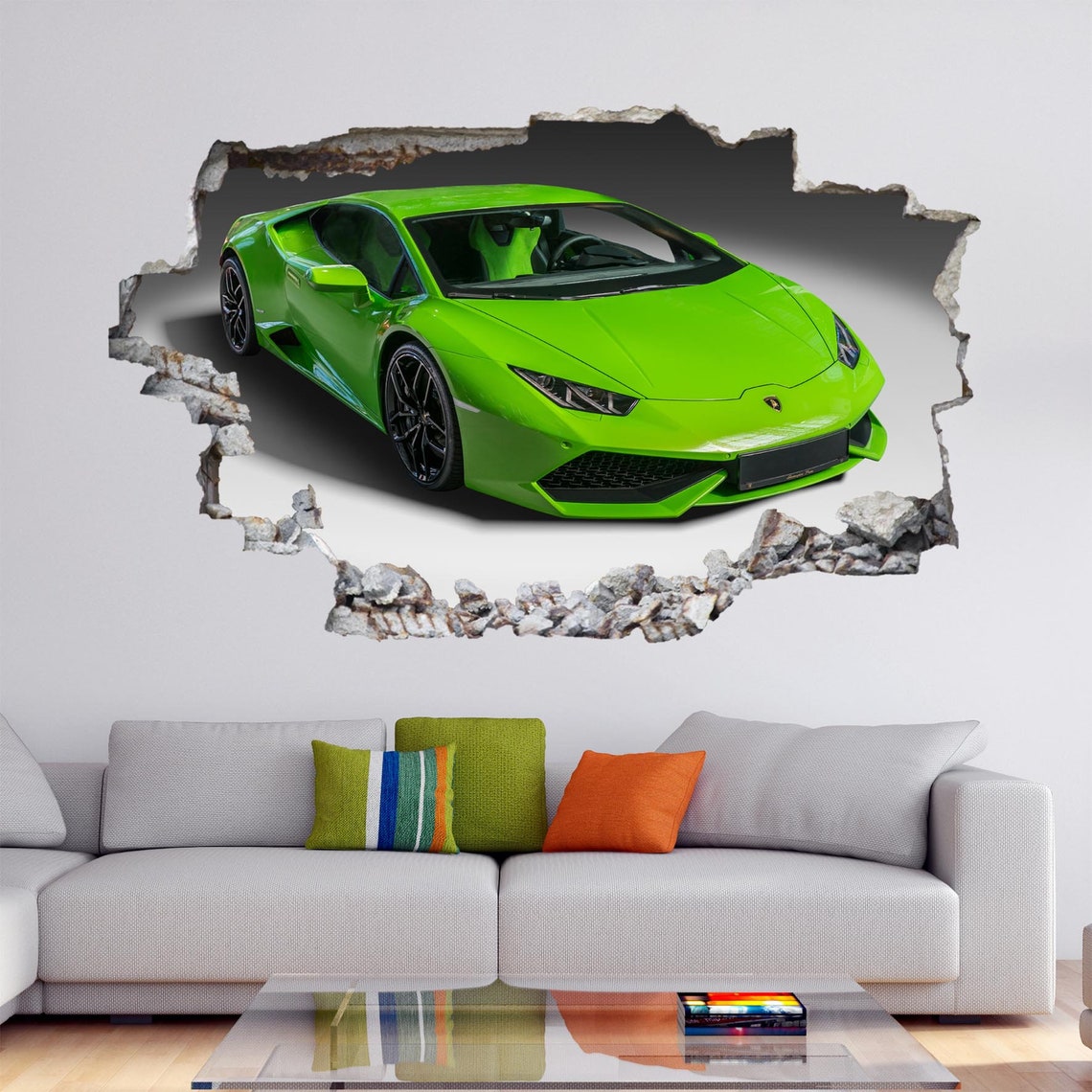 Supercar Green Sports Car Wall Sticker Mural Decal Poster - Etsy