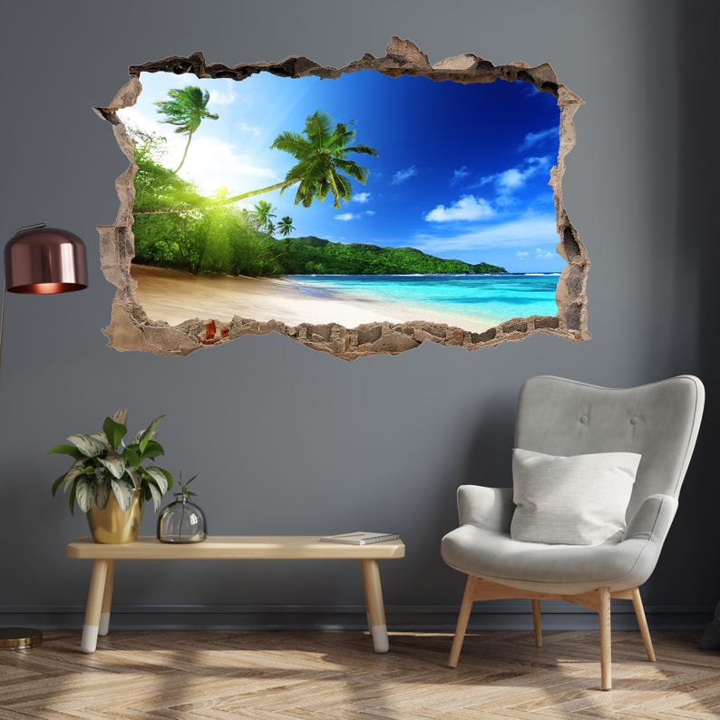 Tropical Island Beach Sunset Wall Decal Sticker Mural Poster Print Art ...