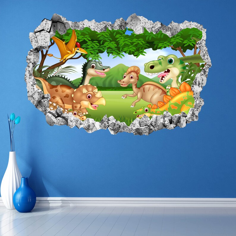 Cartoon Dinosaurs Wall Decal Sticker Mural Print Art Kids Boys Bedroom ...