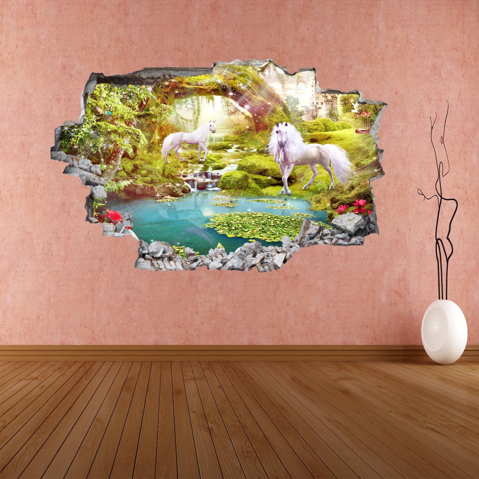 Unicorn Enchanted Forest Fantasy Wall Sticker Mural Decal | Etsy