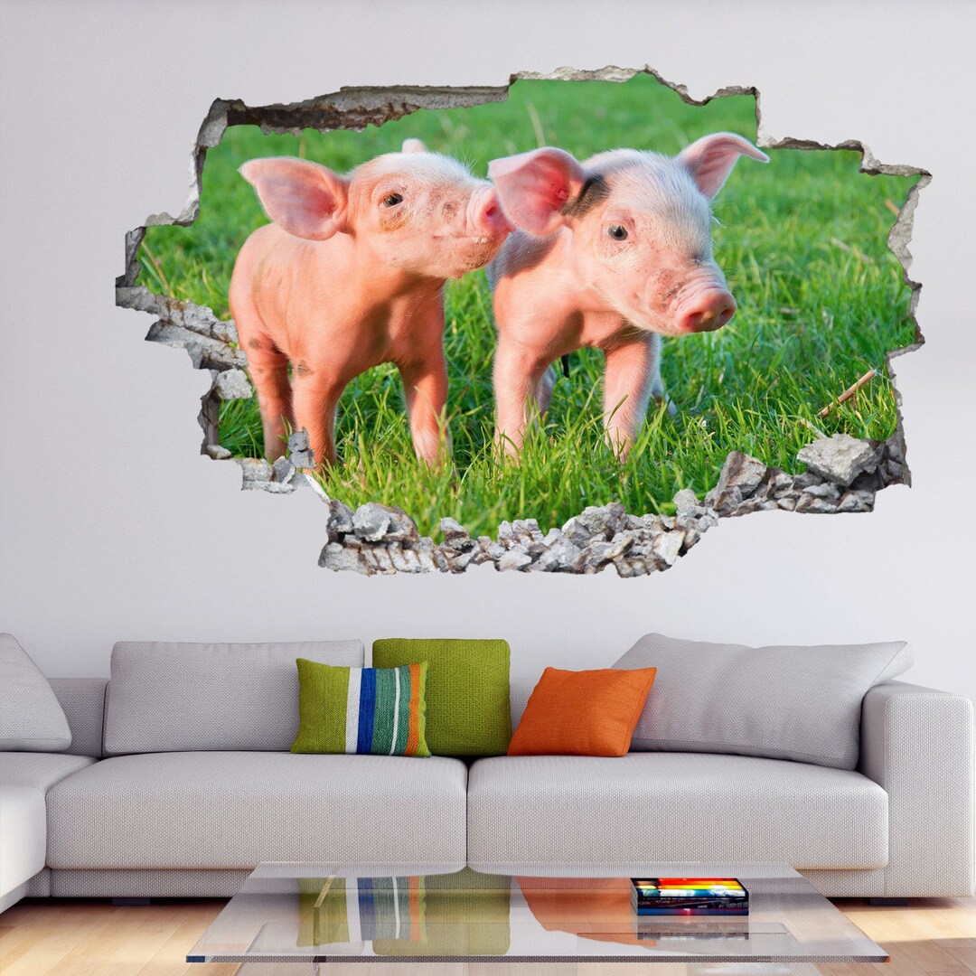 Cute Baby Pigs Wall Decal Sticker Mural Poster Print Art Kids Bedroom ...