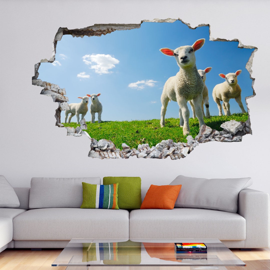 Cute Lambs Sheep Wall Decal Sticker Mural Poster Print Art Kids Room ...