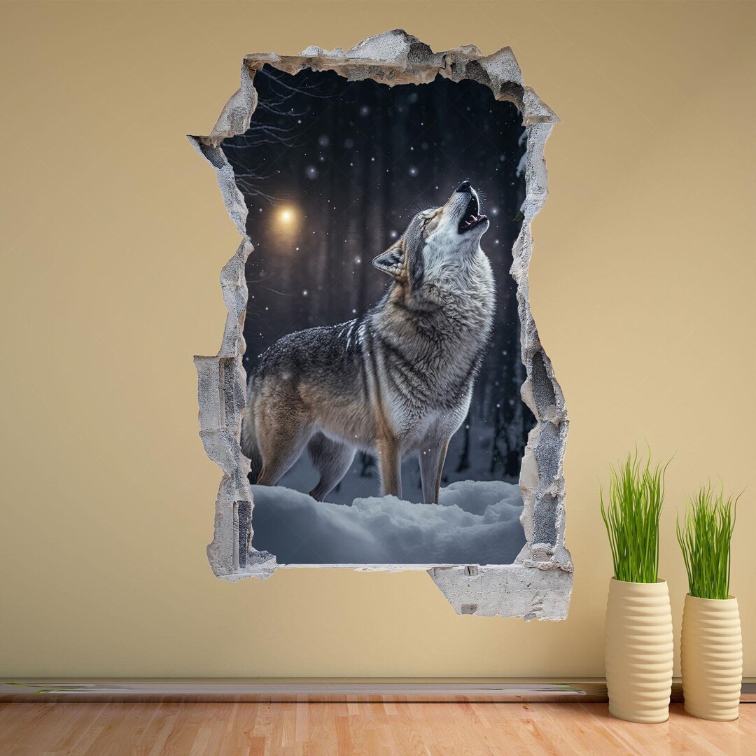 Wolf Howling Animal Wall Decal Sticker Mural Poster Print Art Home ...
