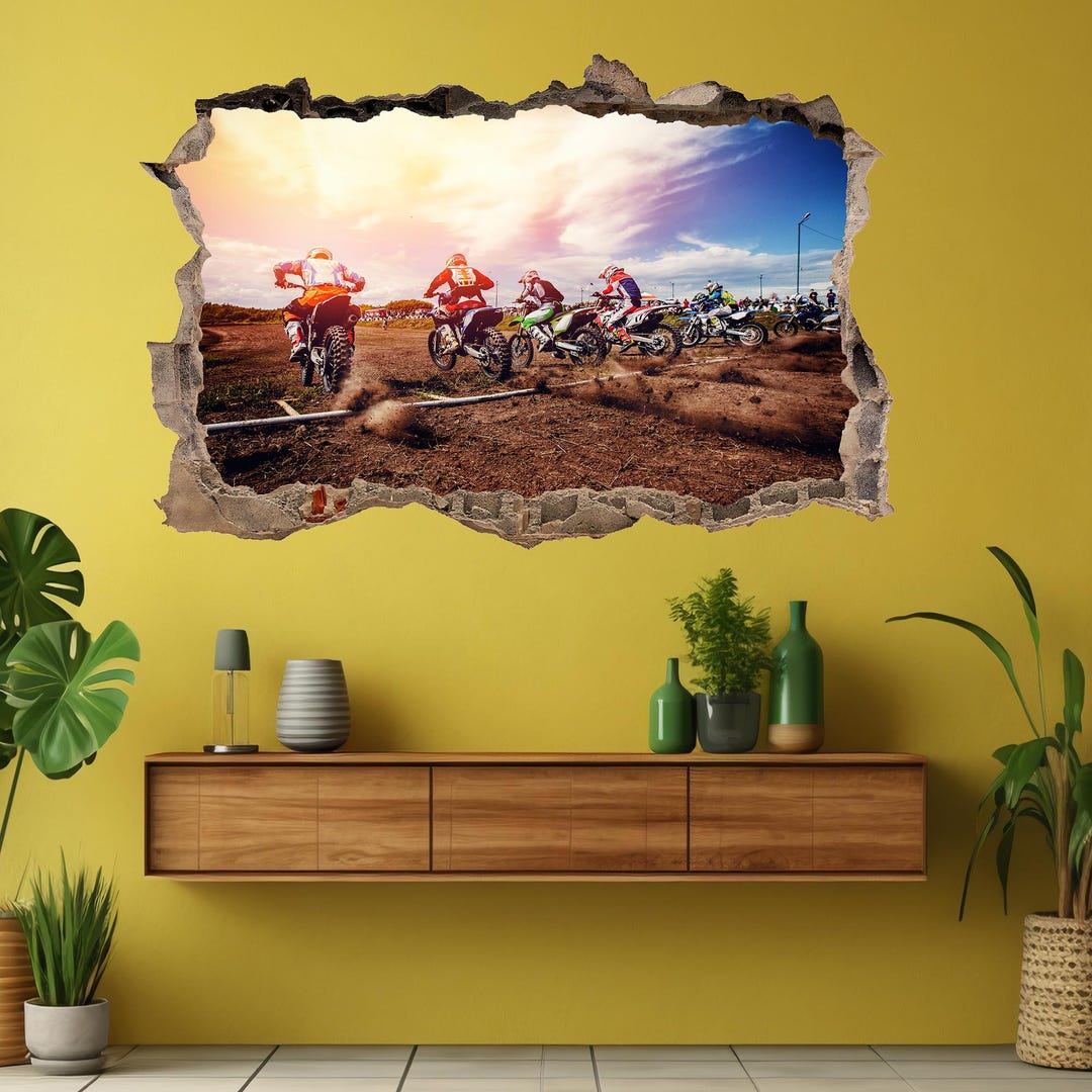 Motorbike Motocross Extreme Sport Wall Decal Sticker Mural Poster Print ...