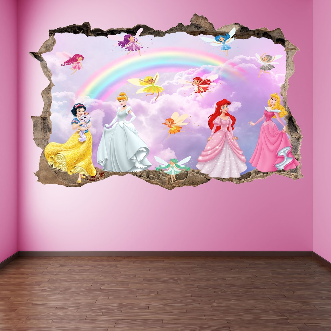 Princess Cinderella Fairytale Rainbow Wall Decal Sticker Mural Poster ...