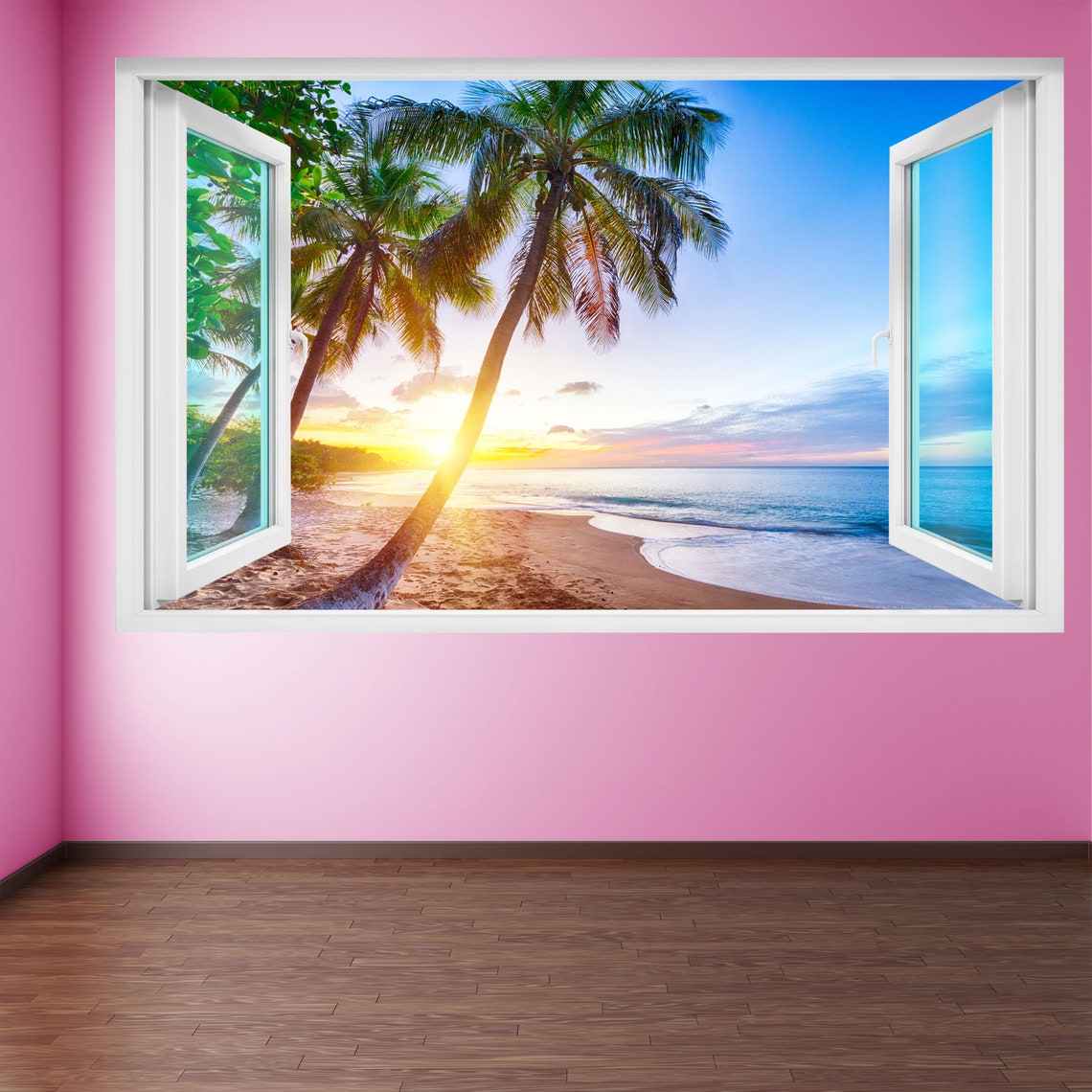 Caribbean Tropical Beach Palm Tree Sunset Wall Sticker Mural - Etsy