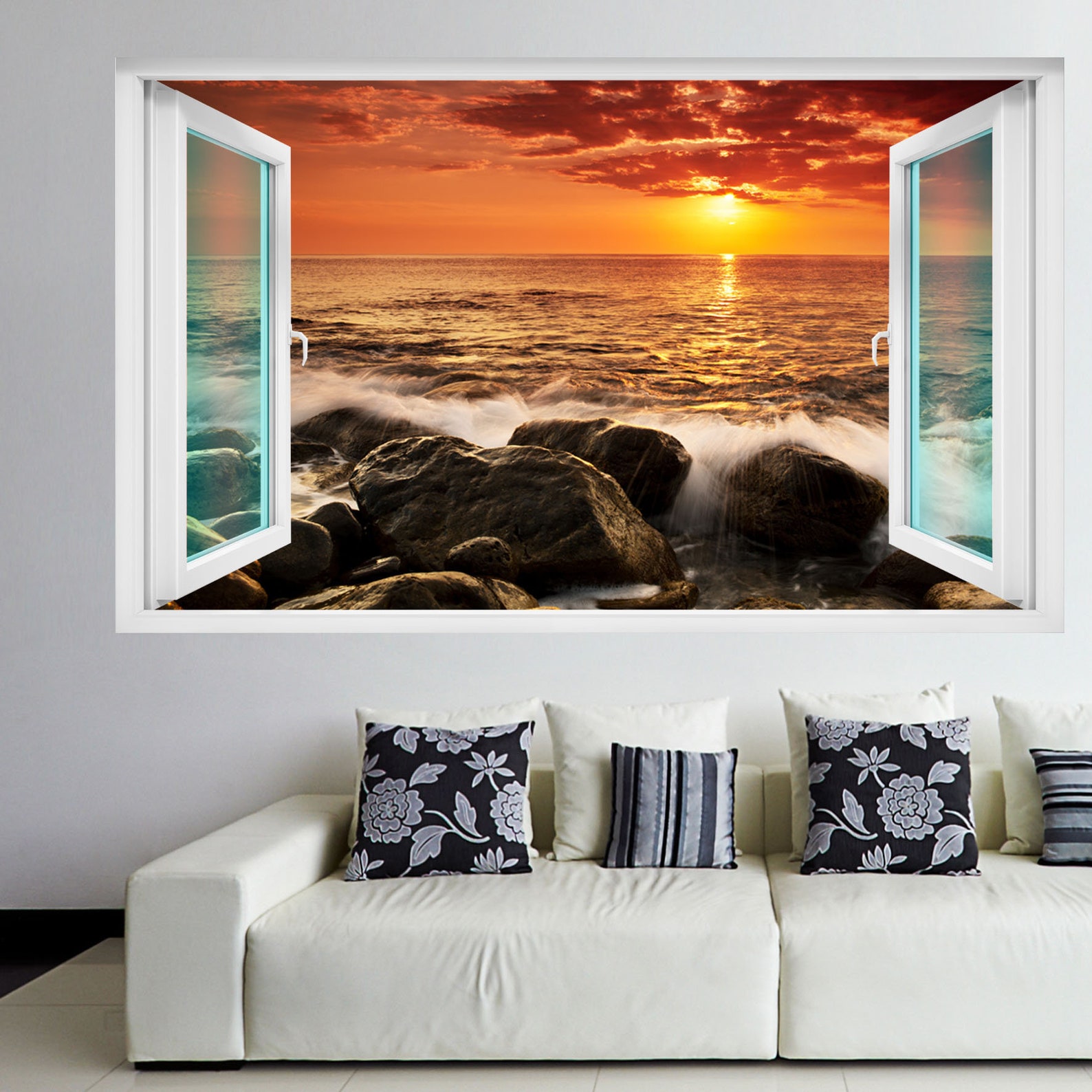 Sunset Sea Wall Decal Sticker Mural Poster Print Art Home Office ...