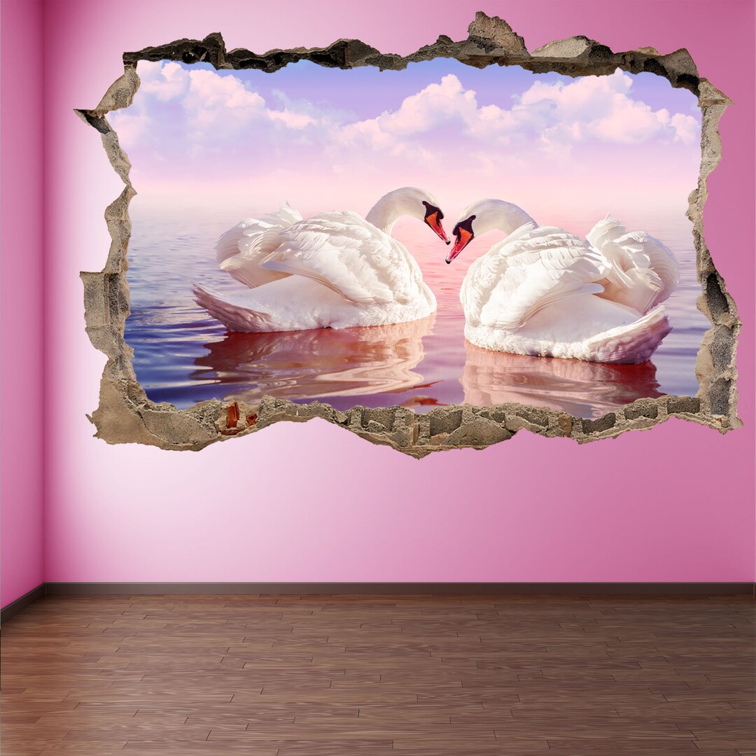 White Swans Wall Decal Sticker Mural Poster Print Art Home Office Decor ...