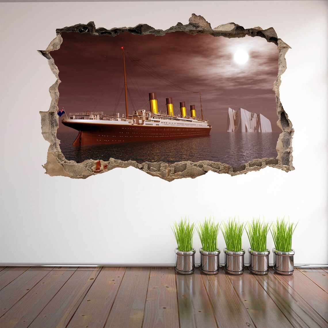 Titanic Wall Sticker Mural Decal Print Art Moon Ocean - Etsy