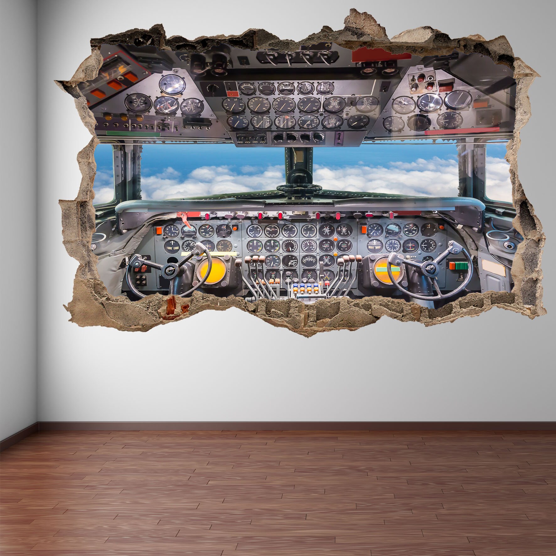 Airplane Cockpit Aircraft Wall Stickers Mural Decal Poster Print Art ...