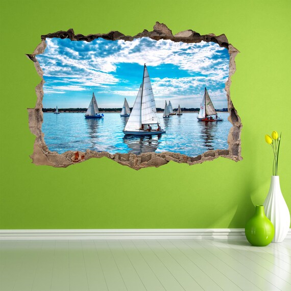 Sailing Yachts Boat Wall Decal Sticker Mural Print Art Home | Etsy UK