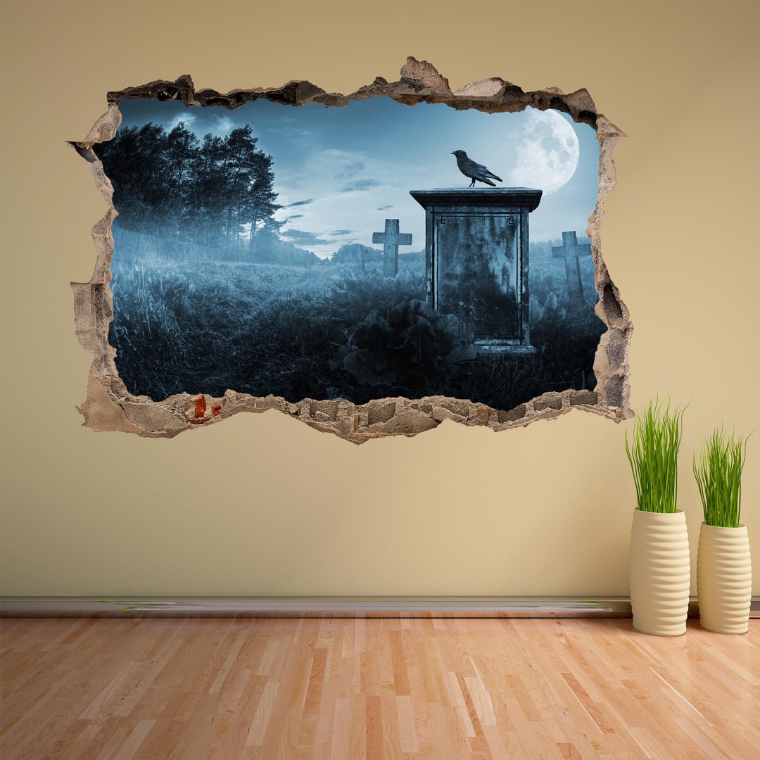 Crow Cemetery Gravestone Wall Decal Sticker Mural Poster Print Art CL25 ...