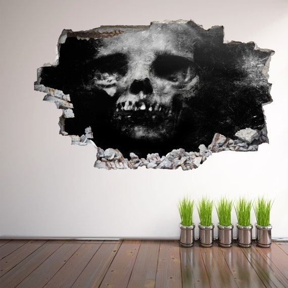Spooky Grunge Skull Horror Wall Decal Sticker Mural Poster | Etsy