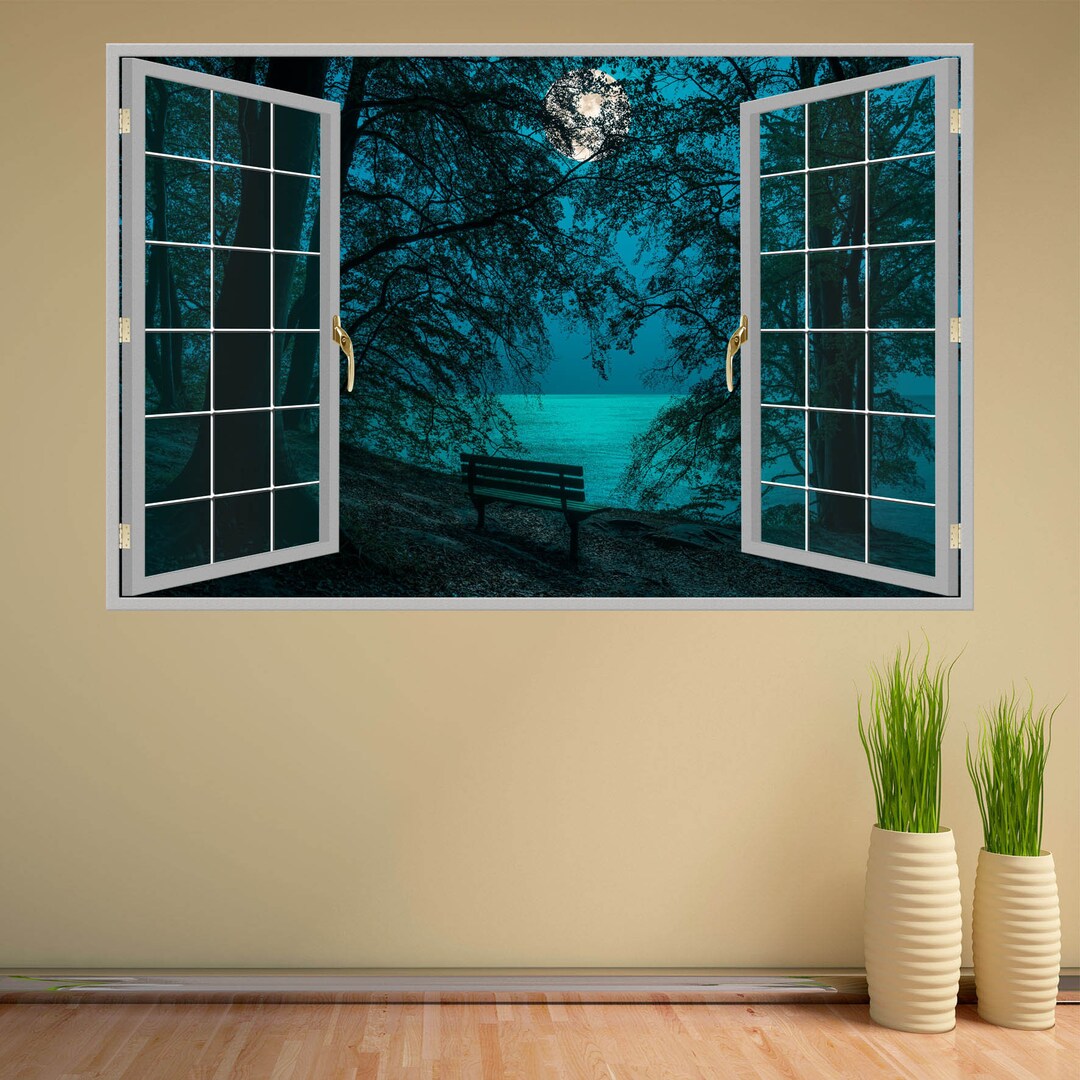 Forest Park Bench Moon Wall Decal Sticker Mural Poster Print Art Home ...