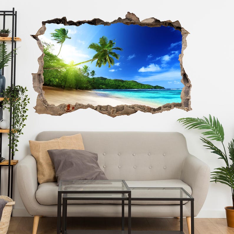 Tropical Island Beach Sunset Wall Decal Sticker Mural Poster Print Art ...