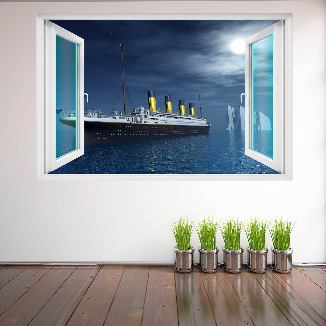 Titanic Iceberg Wall Sticker Mural Decal Print Art Moon Ocean Passenger ...
