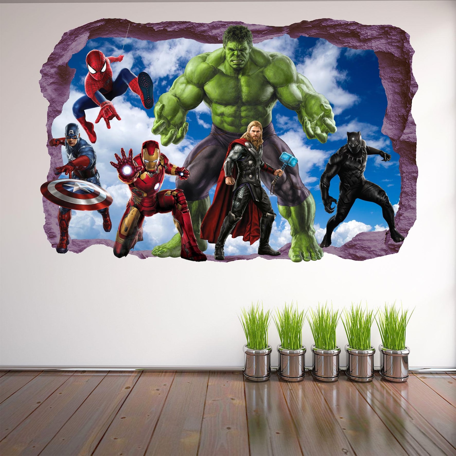 Avengers Superhero Wall Decal Sticker Mural Poster Print Art Iron Man ...