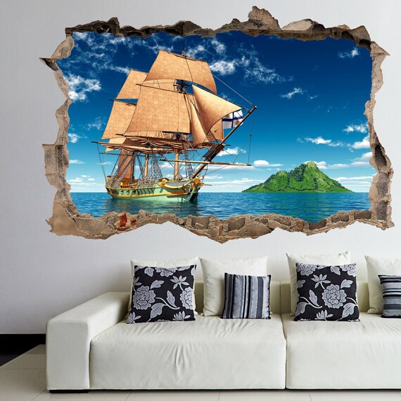 Pirate Sailing Ship Wall Decal Sticker Mural Poster Print Art - Etsy