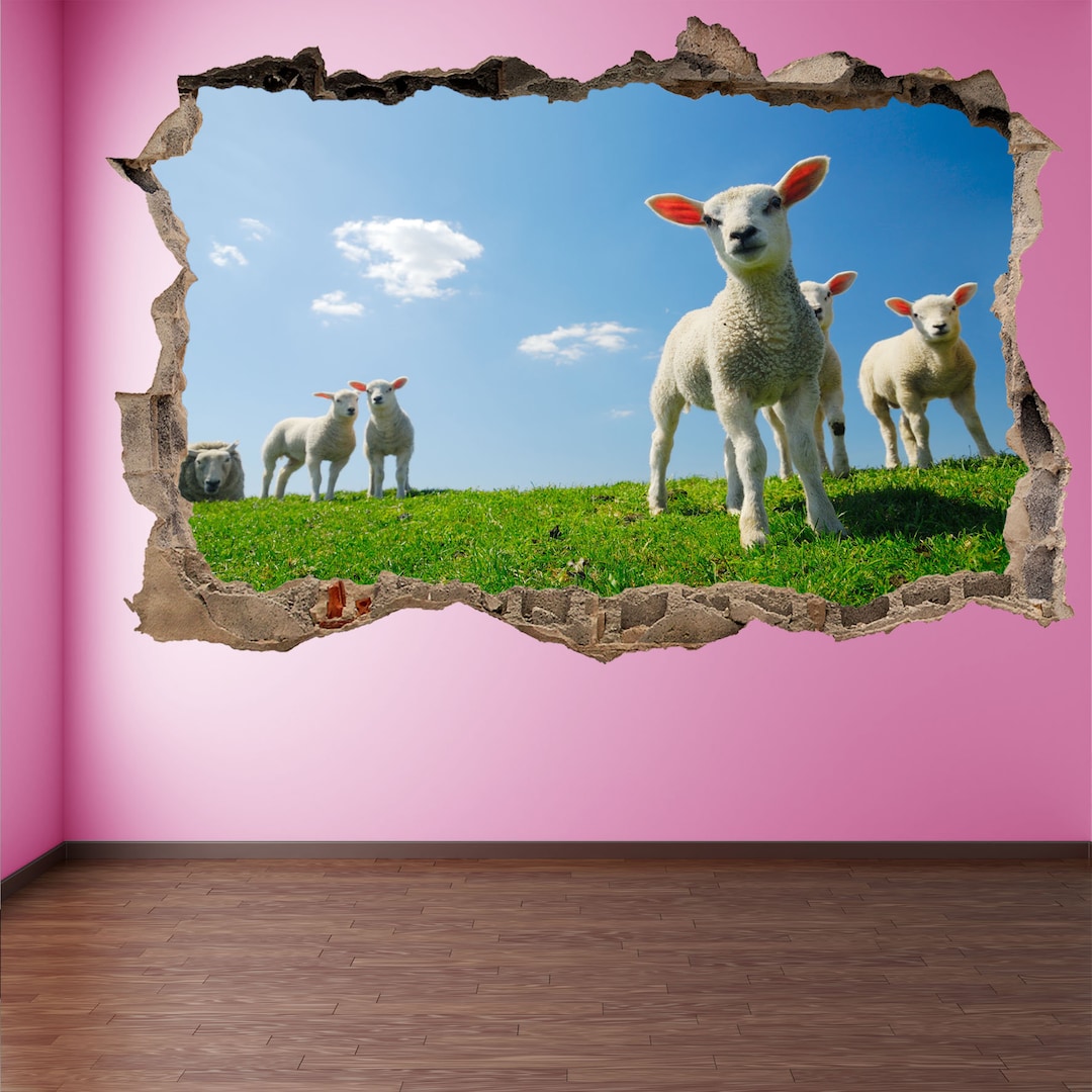 Cute Lambs Sheep Wall Decal Sticker Mural Poster Print Art Kids Room ...