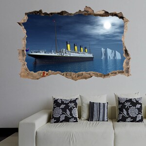 Titanic Wall Sticker Mural Decal Print Art Moon Ocean Passenger Liner ...