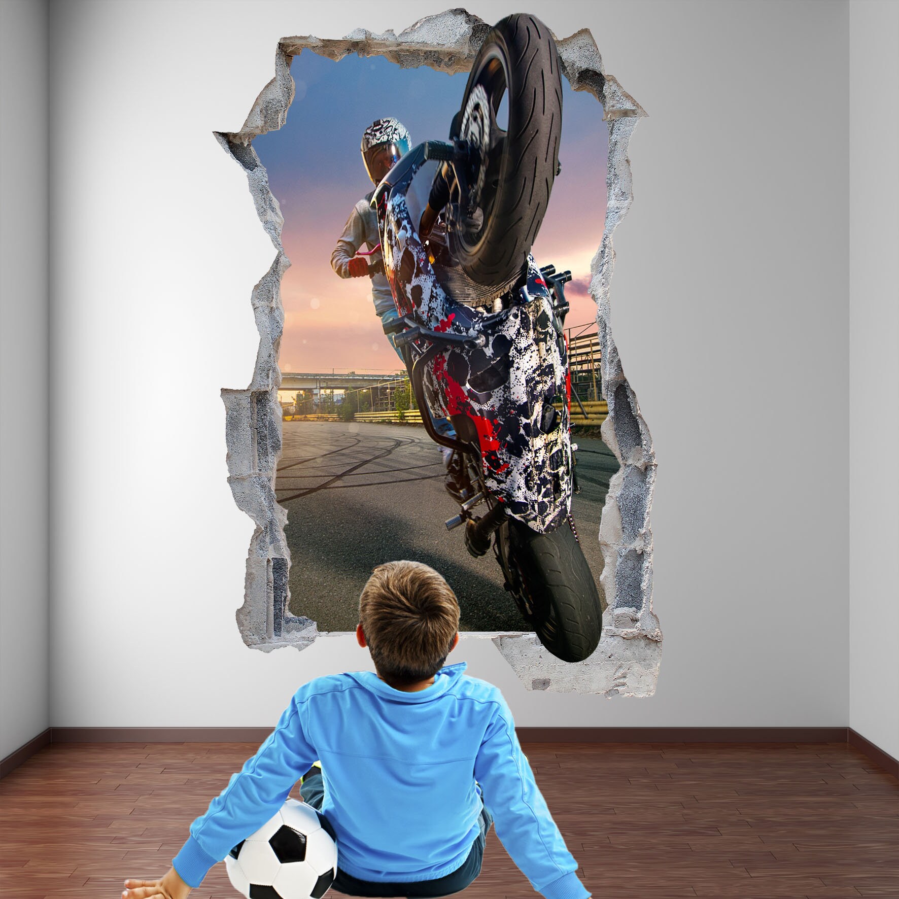 Motorbike Wheelie Wall Decal Sticker Mural Poster Print Art - Etsy