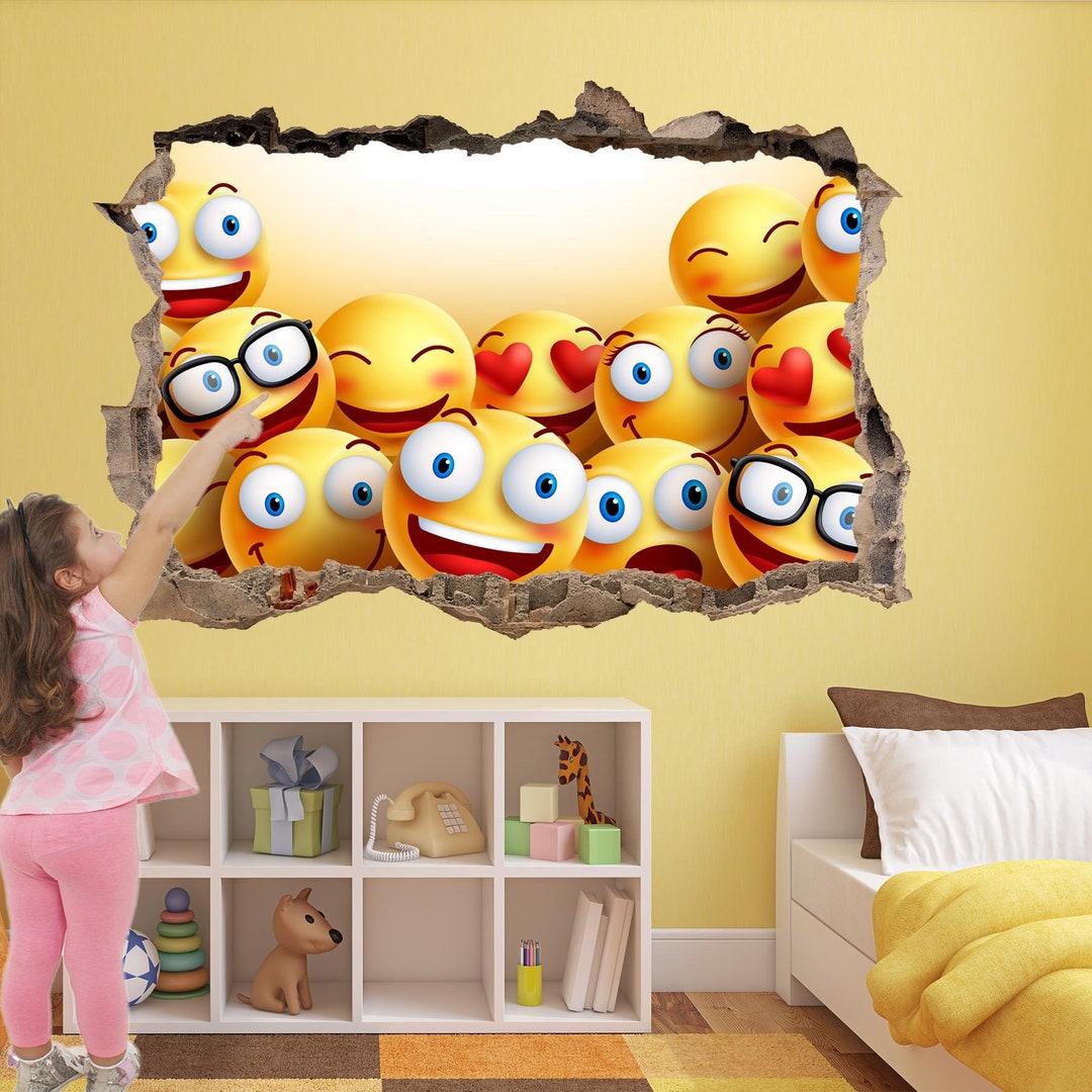 Emoji Faces Wall Decal Sticker Mural Poster Print Art Home Kids Girls ...