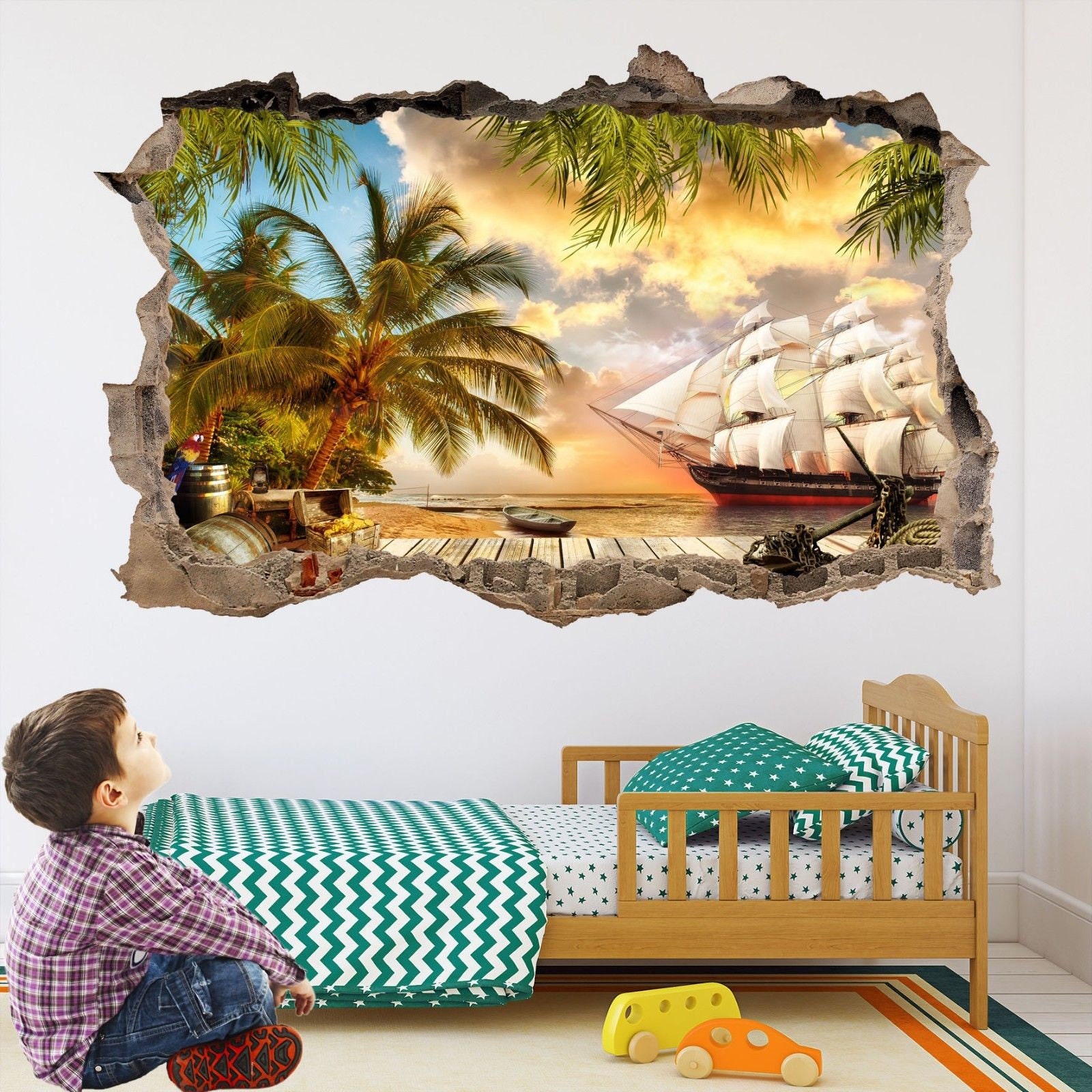 Pirate Ship Treasure Island Wall Sticker Mural Decal Poster | Etsy UK