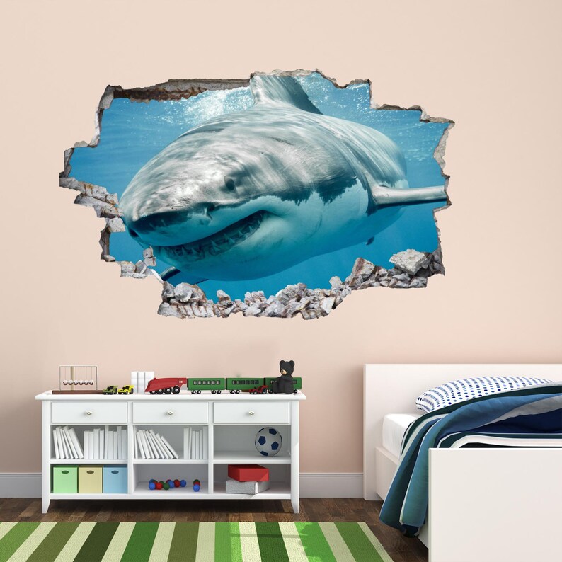 Great White Shark Wall Sticker Mural Decal Poster Print Art | Etsy