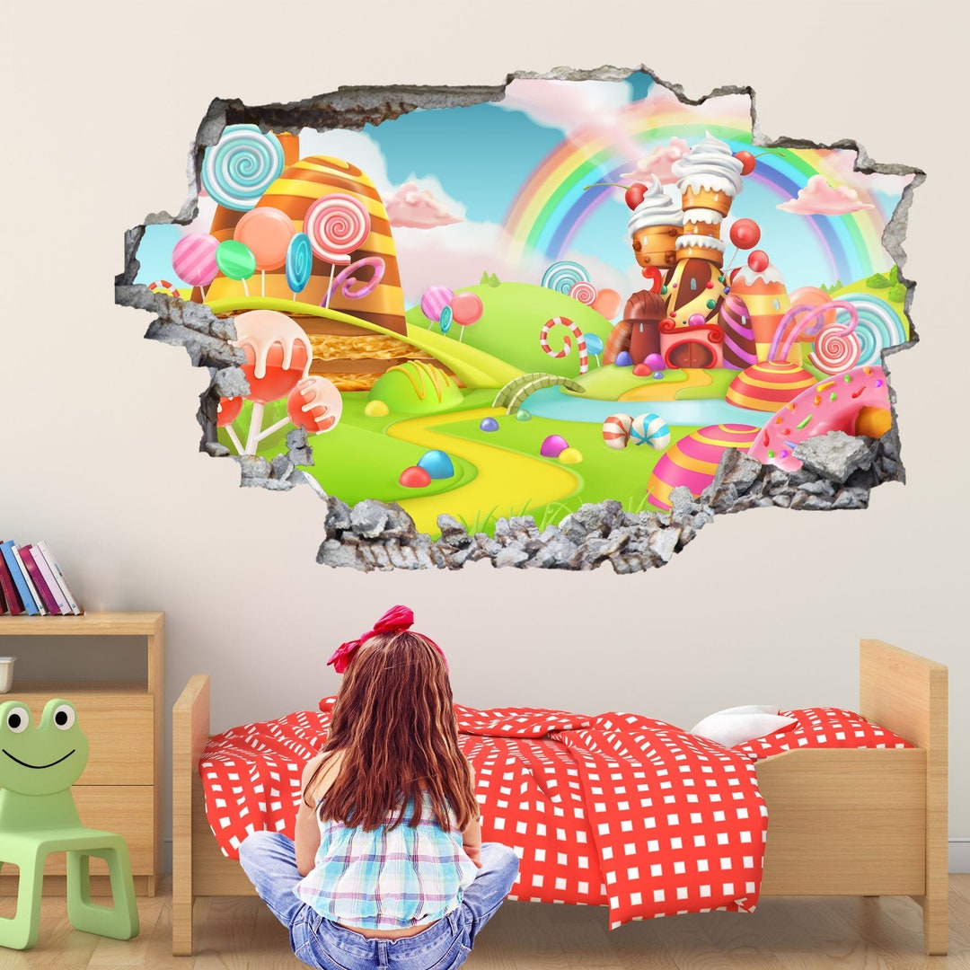 Candy Land Rainbow Sweet Wall Decal Sticker Mural Poster Print Art Kids ...