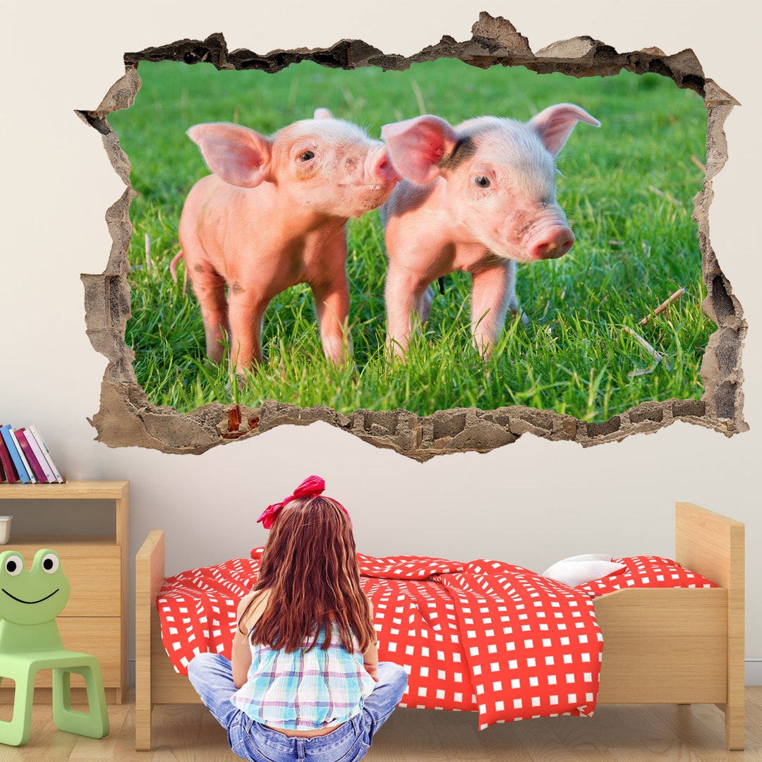 Cute Baby Pigs Wall Decal Sticker Mural Poster Print Art Kids Bedroom ...