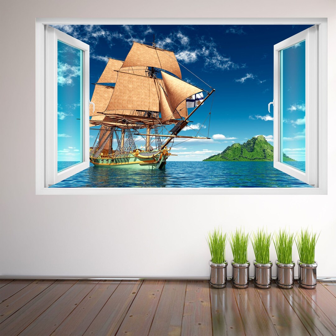 Pirate Sailing Ship Wall Decal Sticker Mural Poster Print Art Home ...