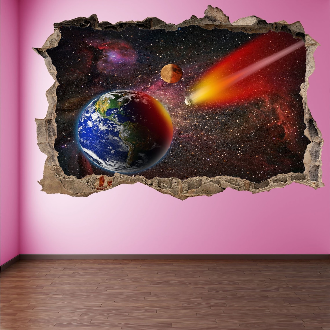 Espace Terre Astéroïde Étoiles Mur Décalcomanie Autocollant - Etsy France