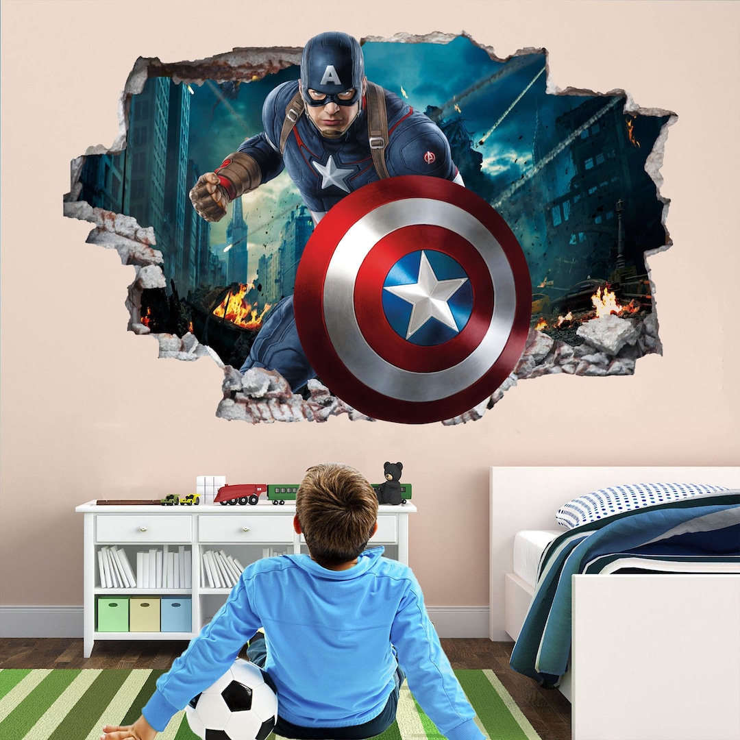 Captain America Superhero Wall Decal Sticker Mural Poster Print Art ...