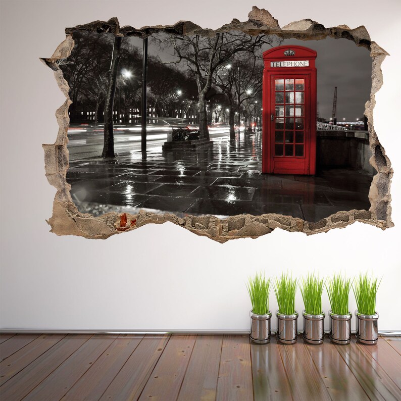 Red Phone Box Booth London Wall Decal Sticker Mural Poster - Etsy