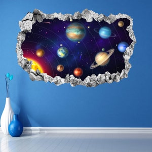 Planets Space Solar System Wall Sticker Mural Decal Print Art Astronomy ...