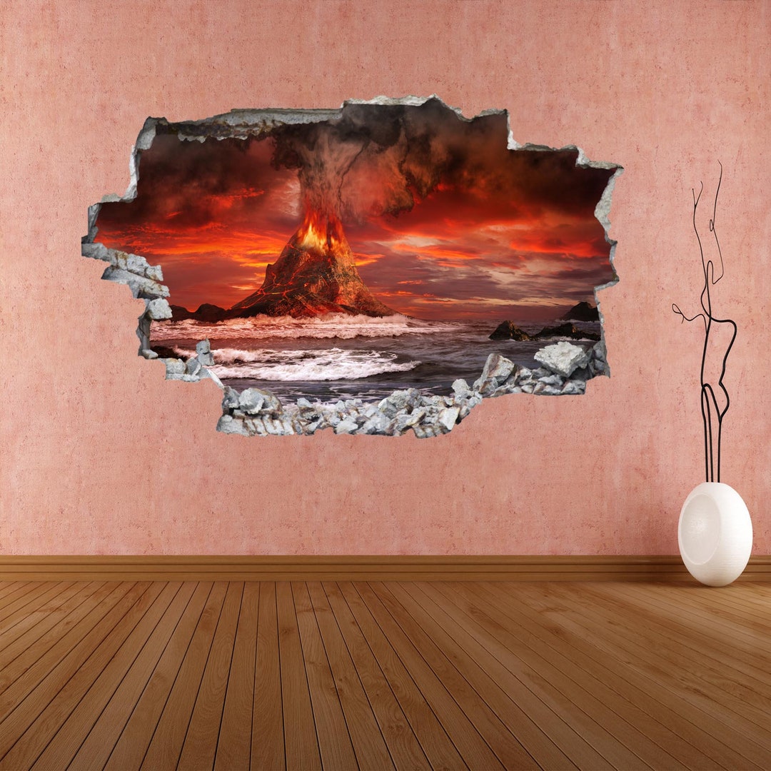 Volcano Eruption Wall Decal Sticker Mural Poster Print Art Home Office ...